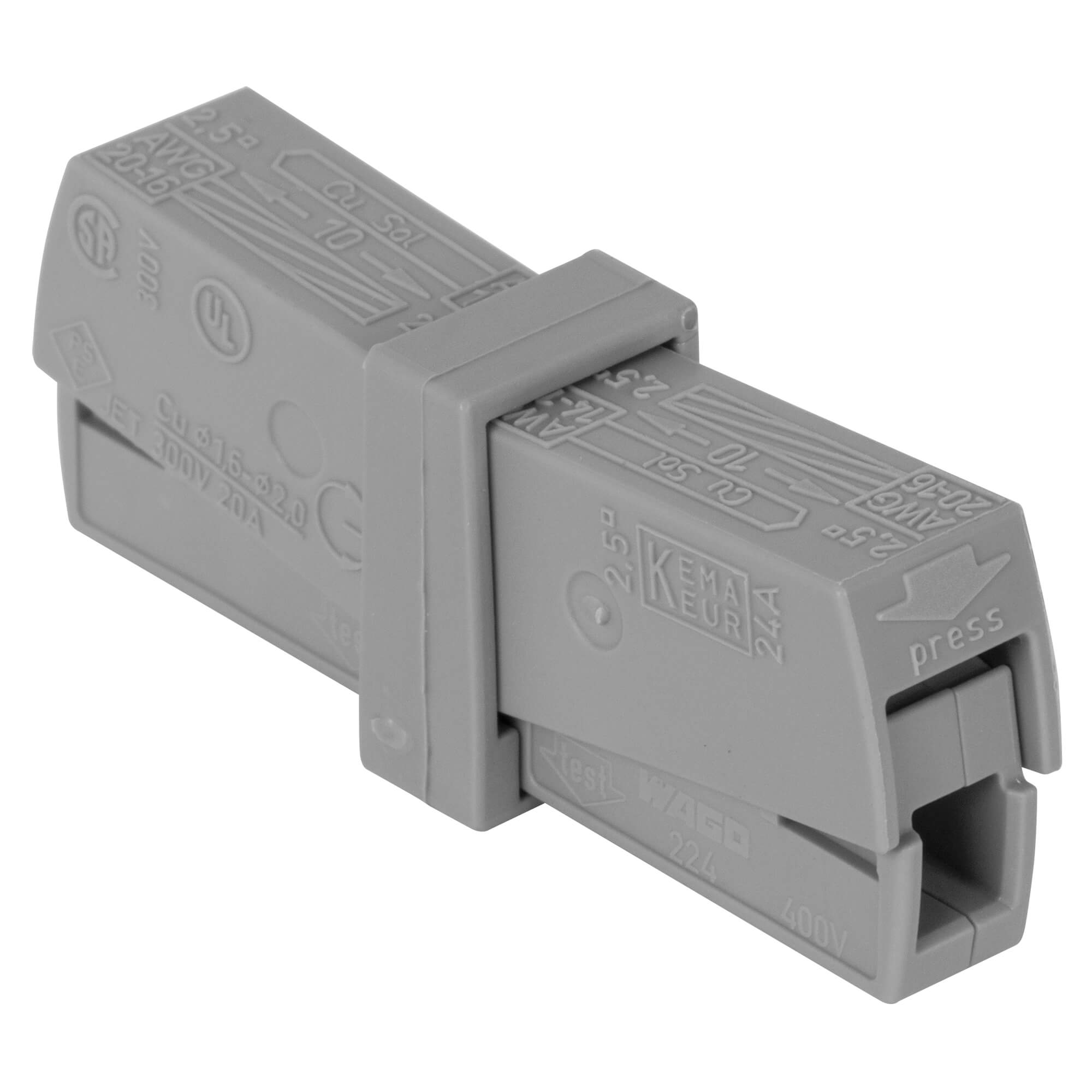 Service-Steckklemme, 0,5 - 2,5 mm², 2-polig, grau - Verbindungsklemmen ...