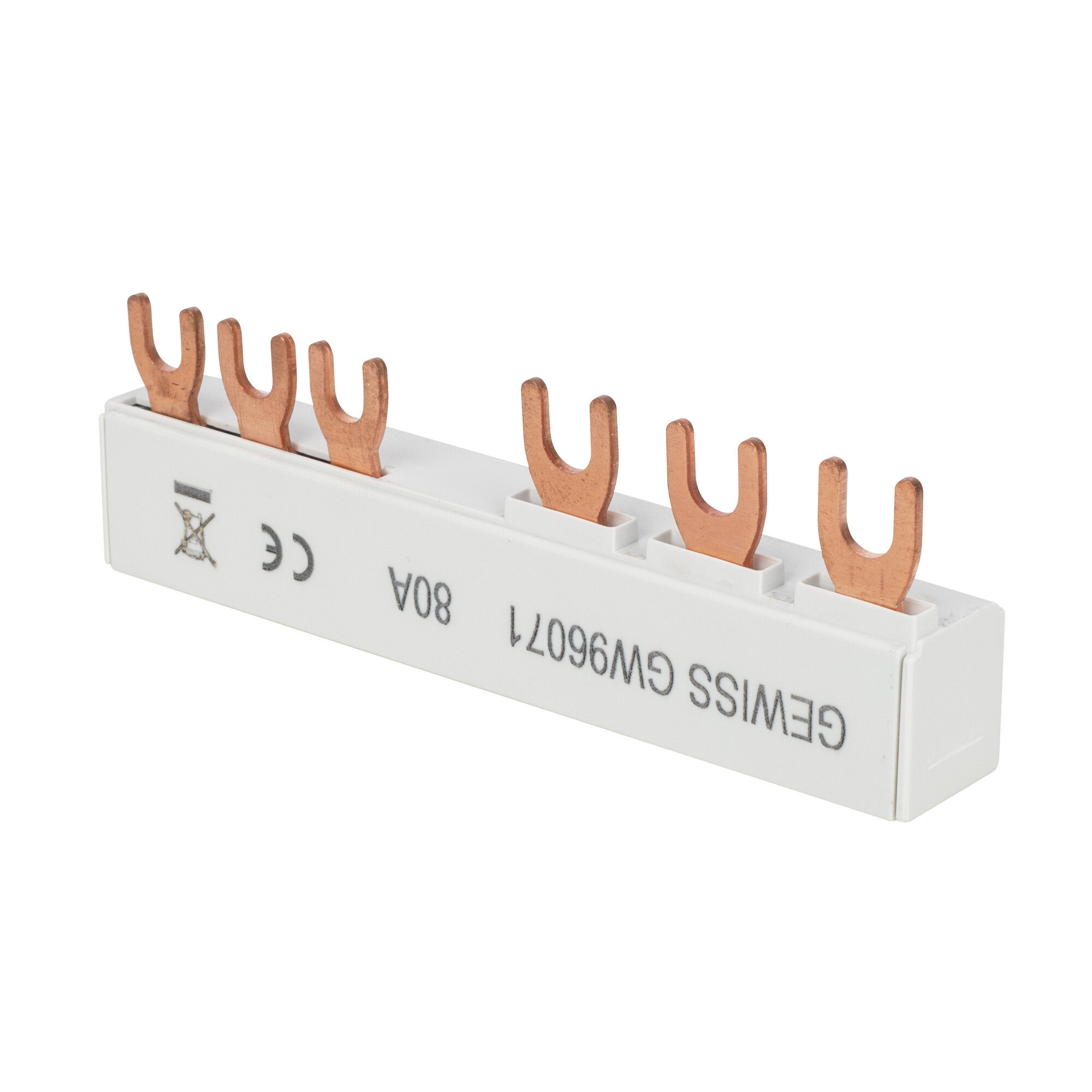 Gabel-Phasenschiene, 10 mm², 3-polig, L-Form, für 1 FI (3TE) und 3 LS ...