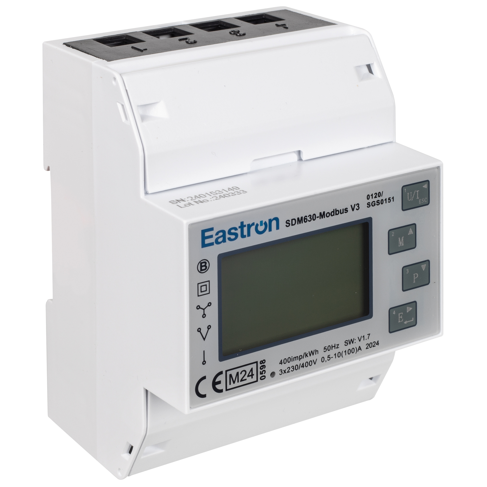 Stromzähler, EASTRON-SDM630-Modbus V3, für Drehstrom, dreiphasig, 1+3 x ...
