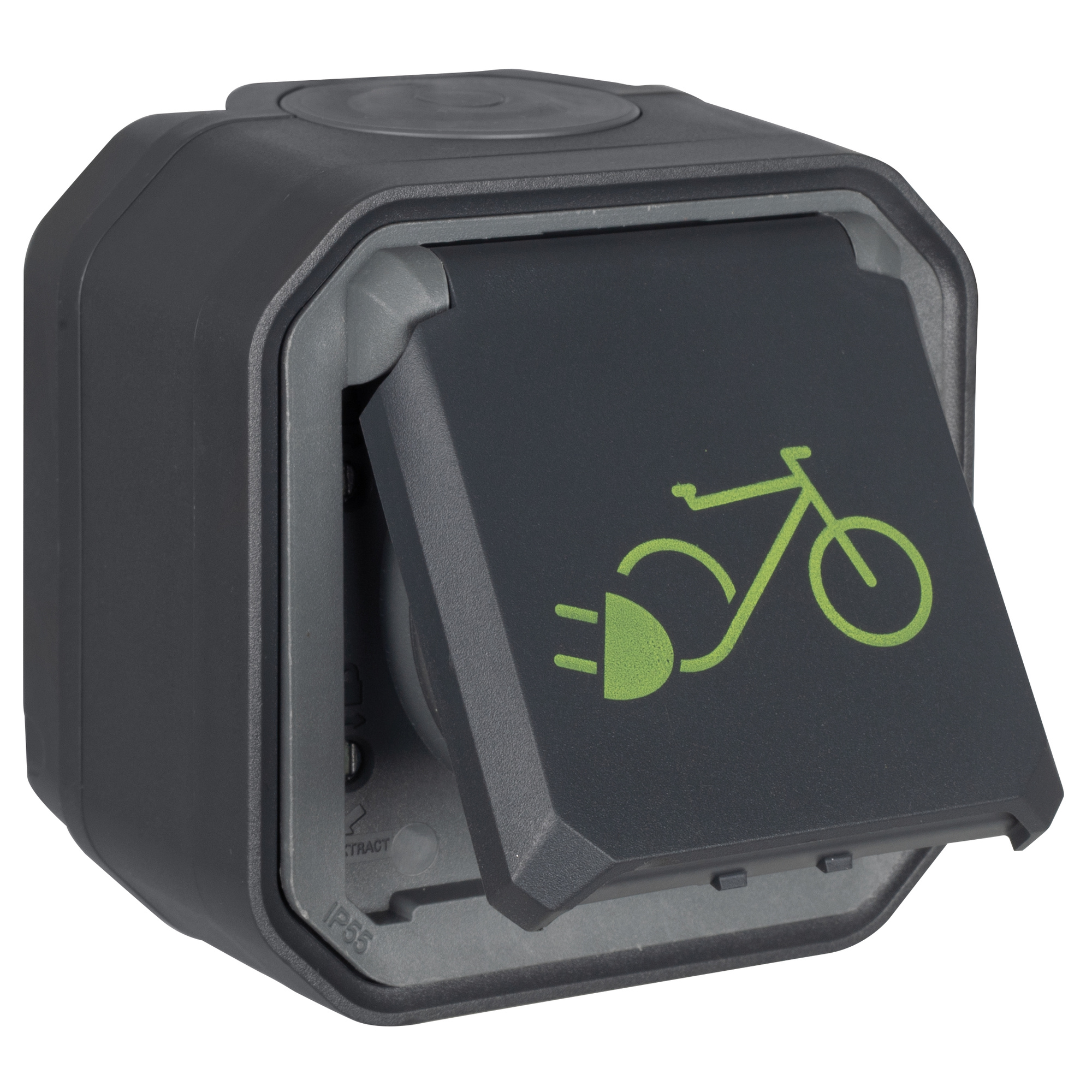 AP-Schutzkontaktsteckdose, GREEN UP, PLEXO NEW, 230V/16A - PLEXO NEW, grau LEGRAND ...