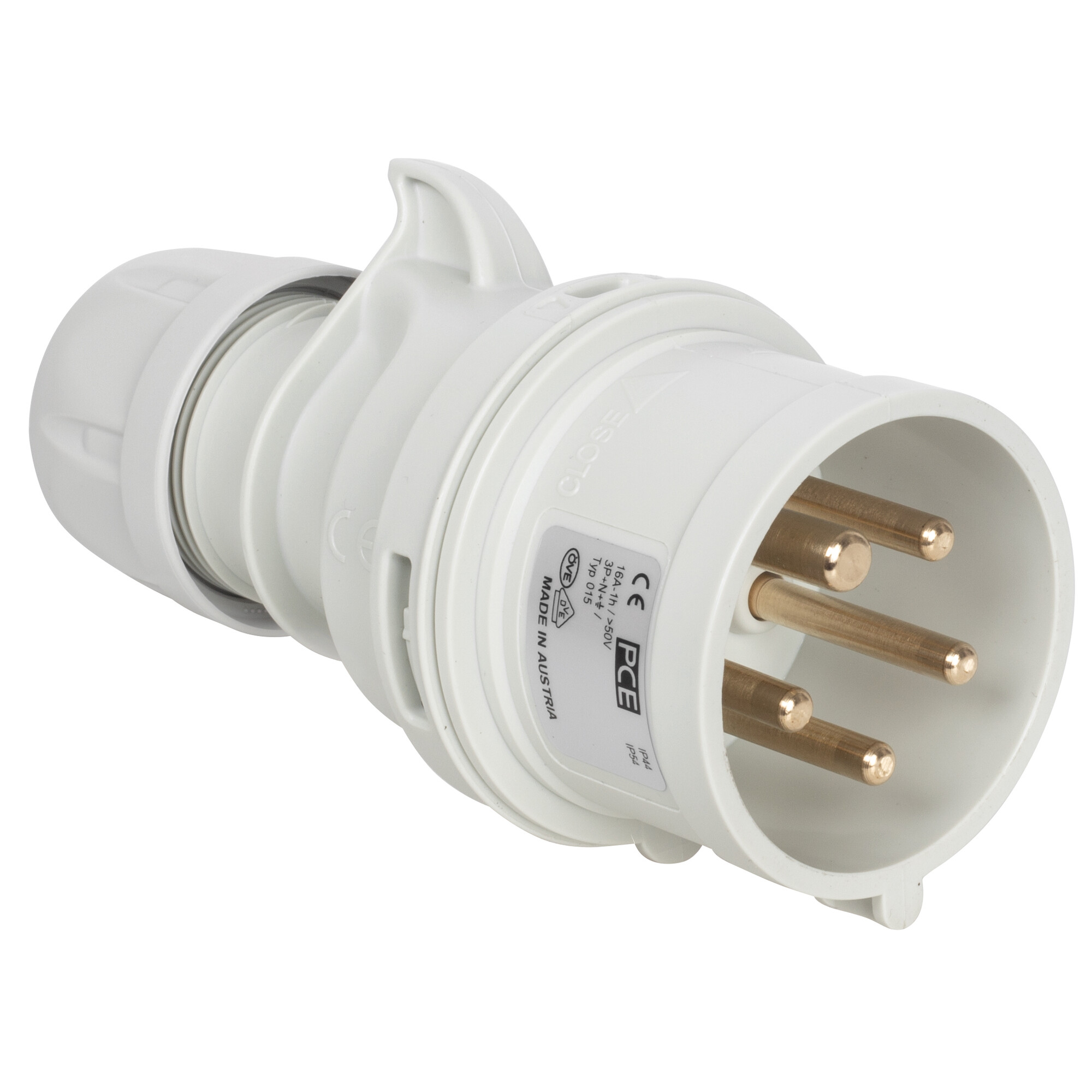 CEE-Stecker, SHARK, 5-polig, 400V, 1h, Notstrom, mit Schraubklemmen ...