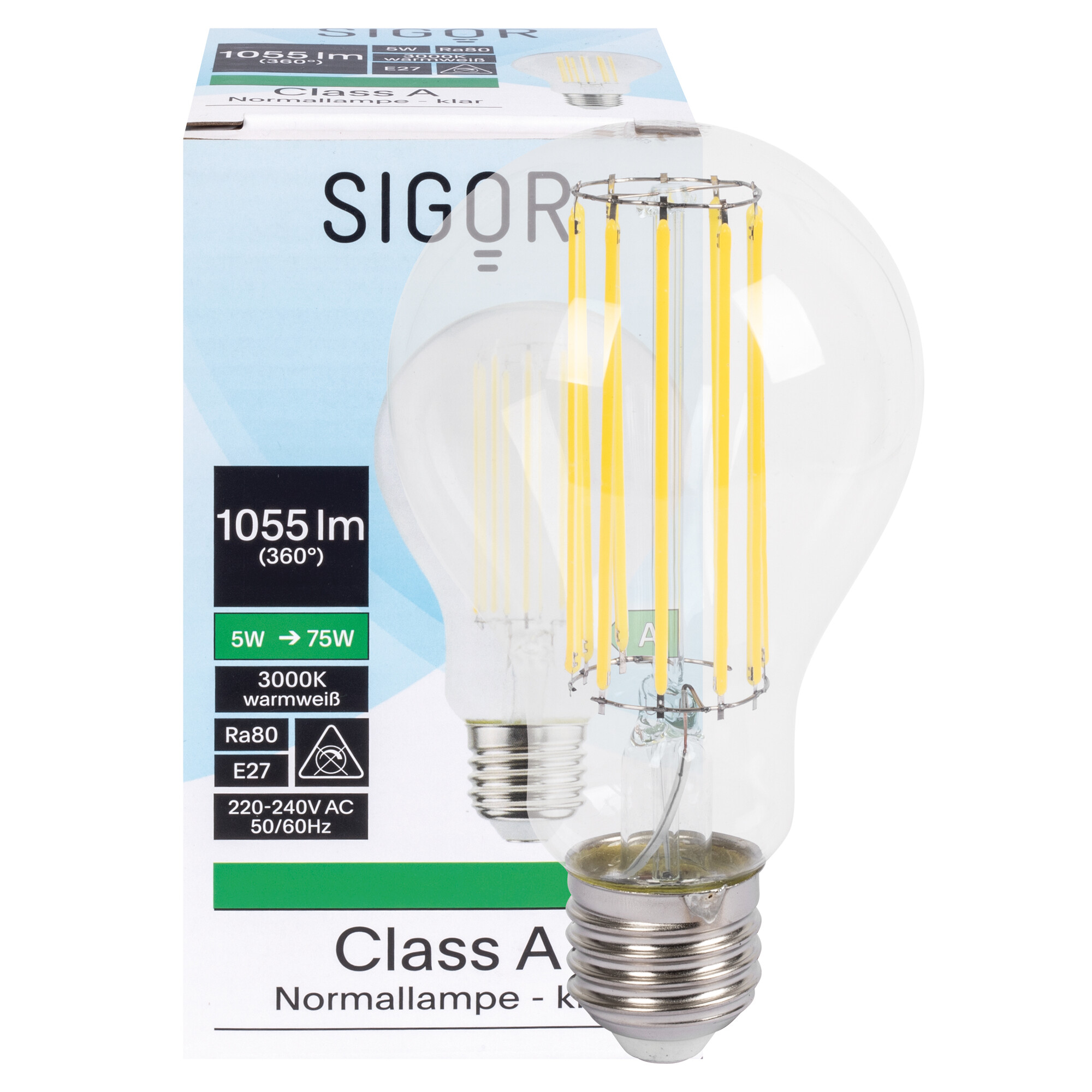 LED-Filament-Lampe, AGL-Form, klar, E27, 3000K - LED-Allgebrauchslampen Allgebrauchslampen ...