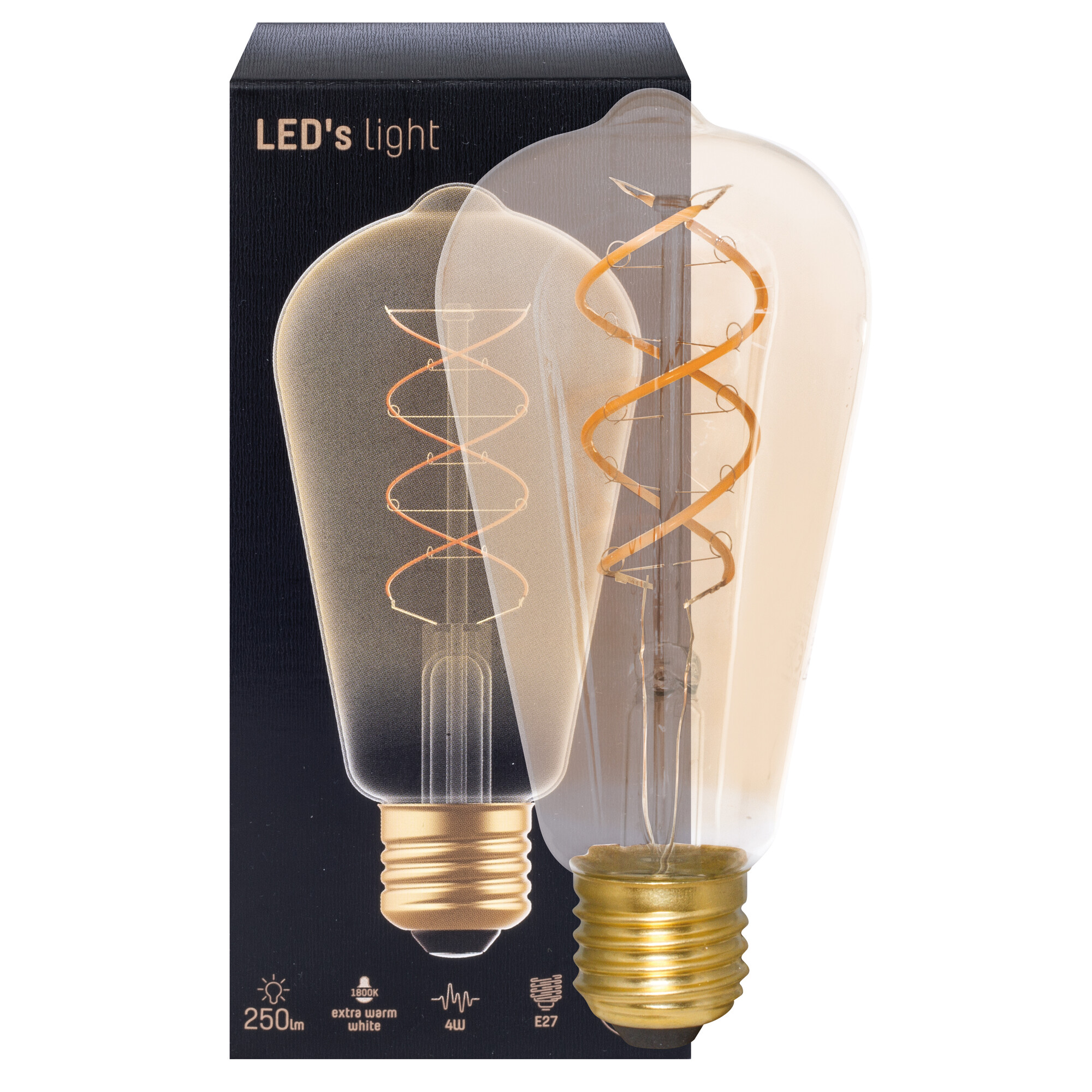 Spiral-Filament-Lampe, Edison-Form, gold getönt, E27/4W, 250 lm, 1.800K ...