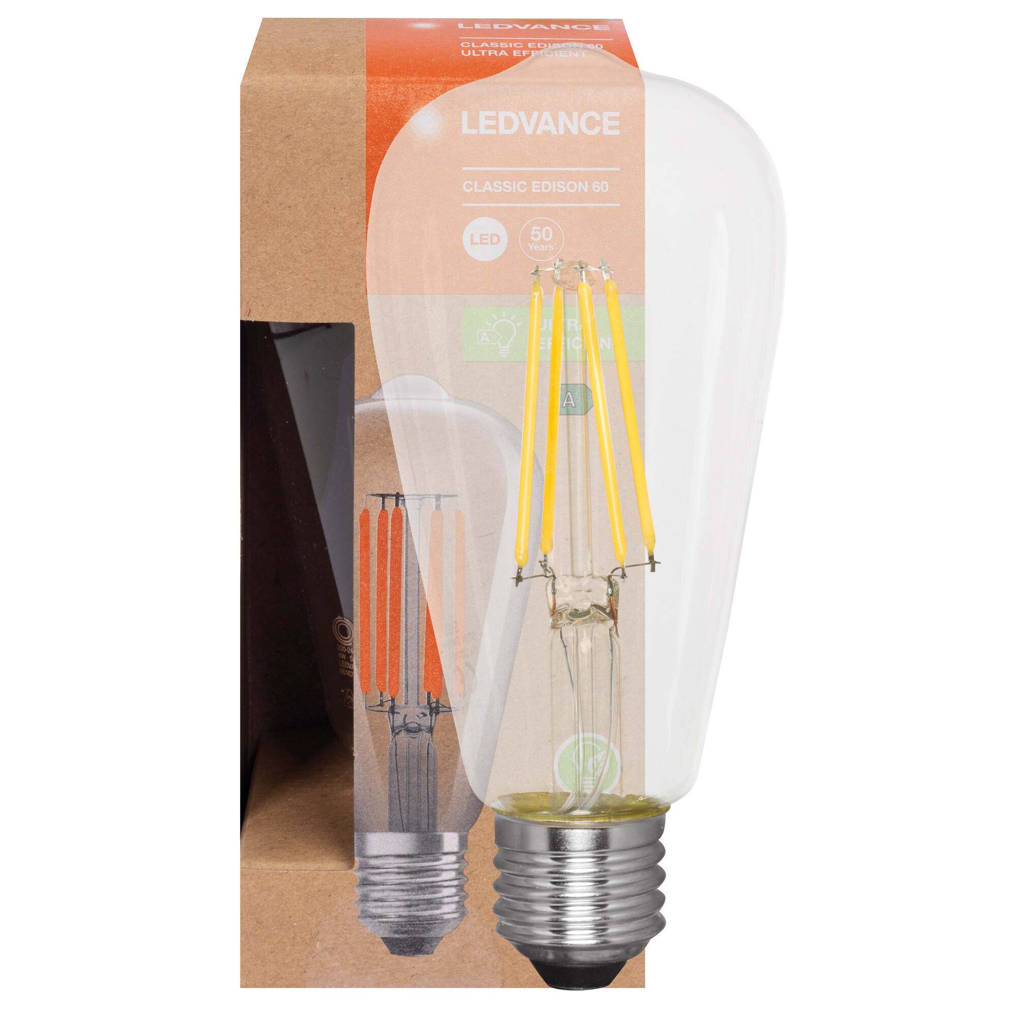 LED-Filament-Lampe, ULTRA EFFICIENTY, CLASSIC EDISON 60, Edison-Form ...