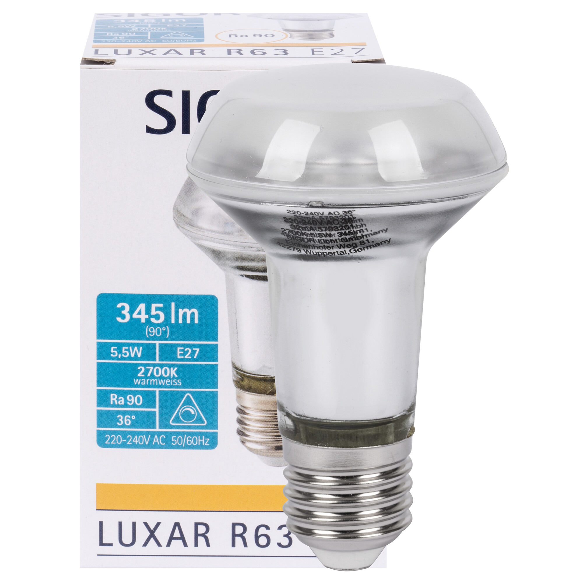 LED-Reflektorlampe, LUXAR, R63, R80, E27, 2700K - LED-Reflektorlampen ...