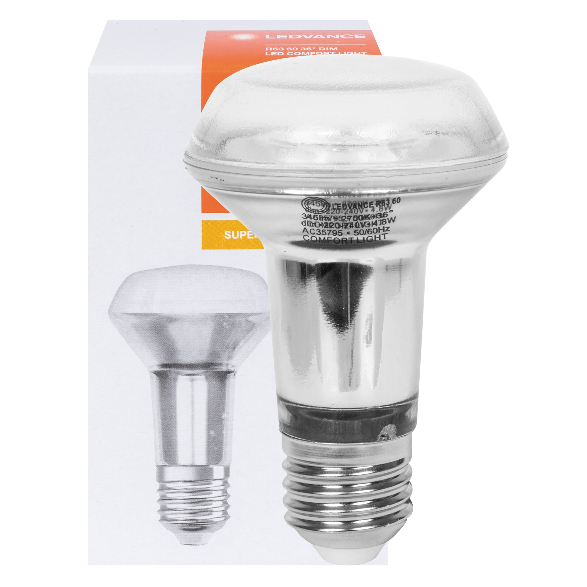 LED-Reflektorlampe, SST PLUS, R63, E27/4,8W (60W), 345 lm, 2700K ...