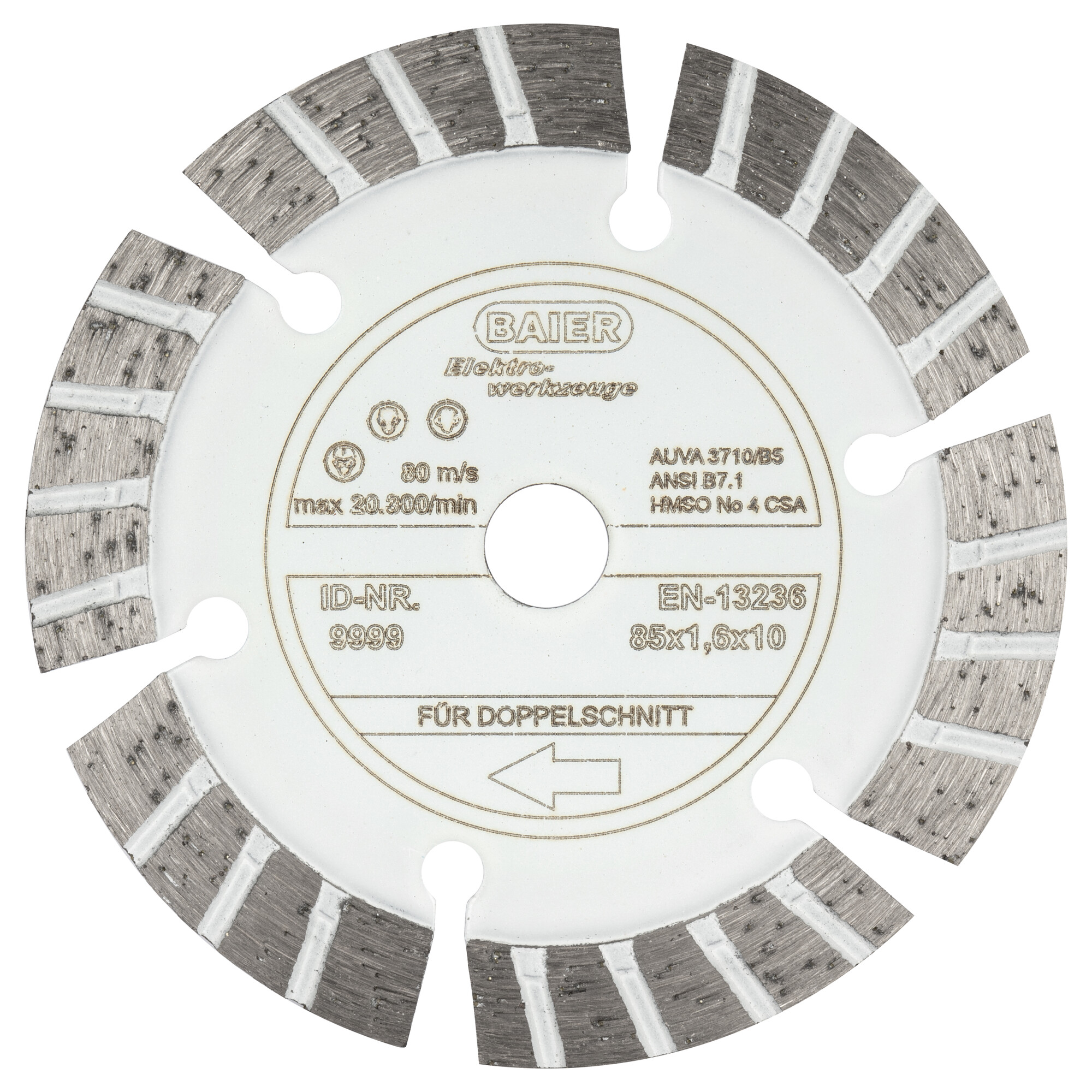 Diamant-Trennscheibe, ABDN 20, Belag 10 mm, Ø 85 - Fräs-, Säge ...