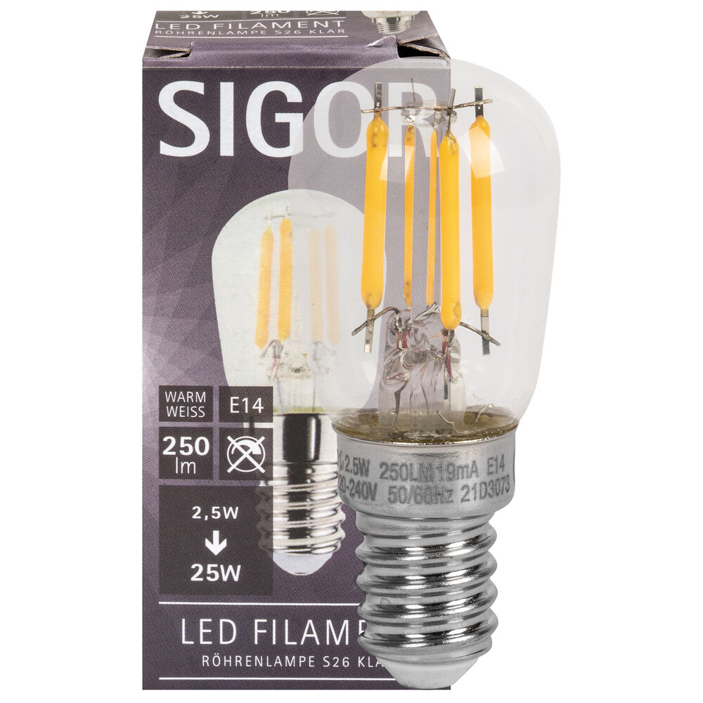 LED-Filament-Lampe, Birnen-Form, klar, E14/2,5W (25W), 250 lm, 2700K ... LED-Filament-Lampe, Birnen-Form, klar, E14/2,5W (25W), 250 lm, 2700K ...
